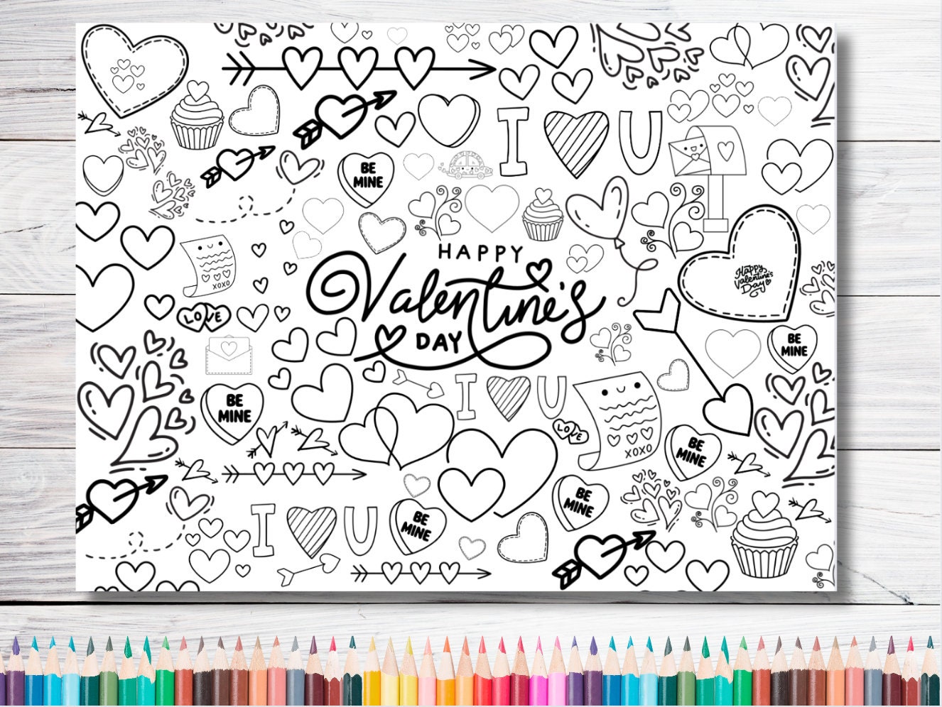 GIANT Coloring Poster | Digital Download | Valentine's Day Theme | up ...