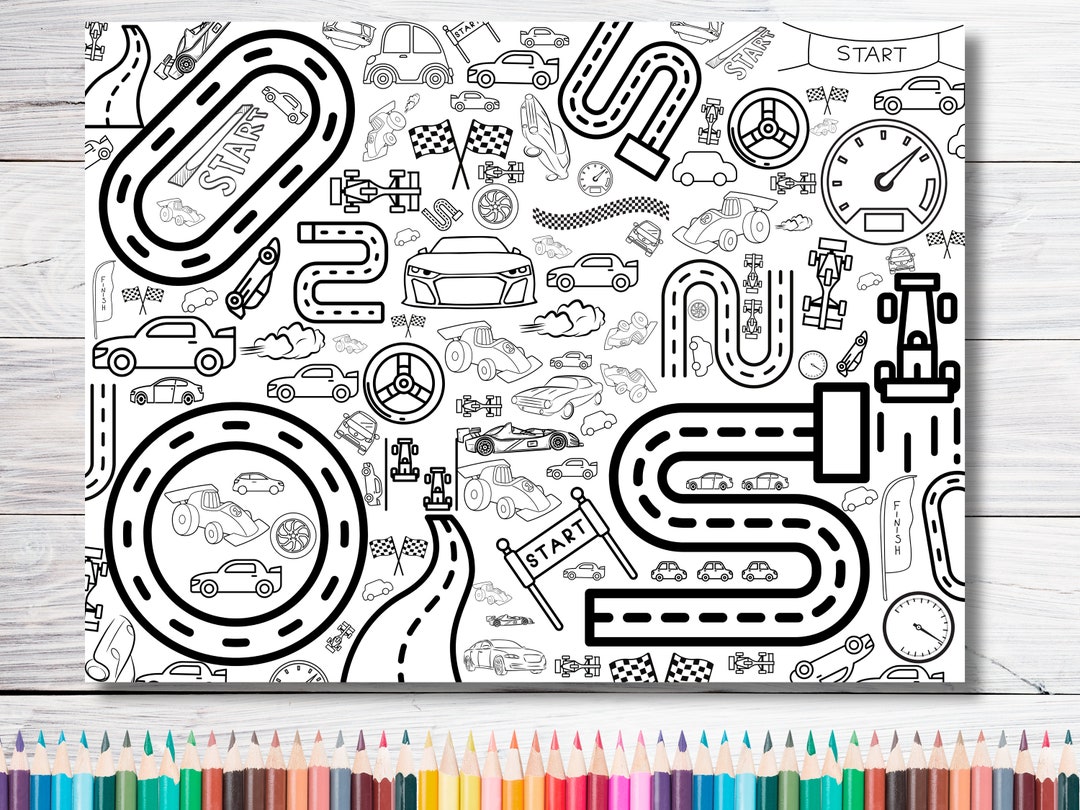 GIANT Coloring Poster | Digital Download | Race Car Theme | up to 36x48 ...