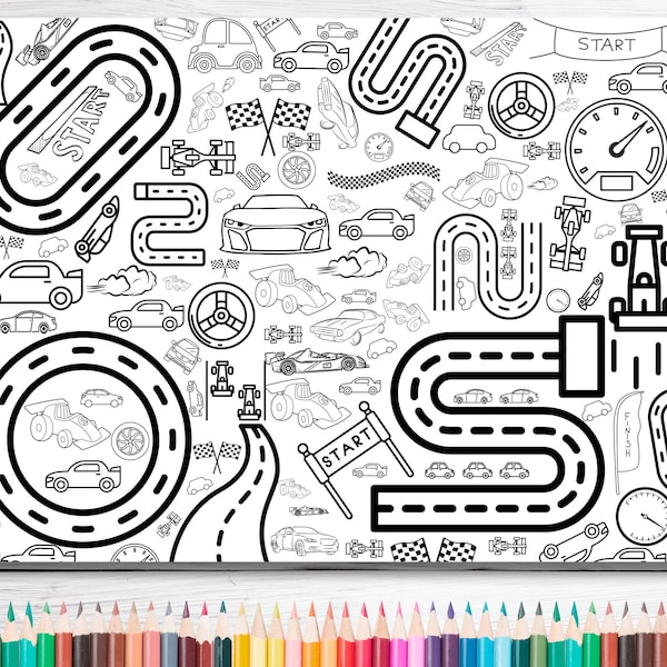 Race Car Coloring Books - Etsy