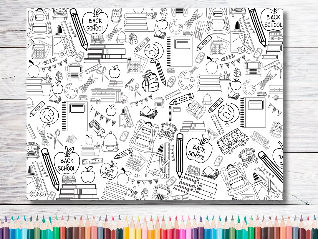GIANT Coloring Poster | Digital Download | Back to School Theme | up to ...