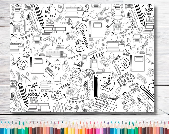 Back to School Printable Large Coloring Poster (digital Download ...