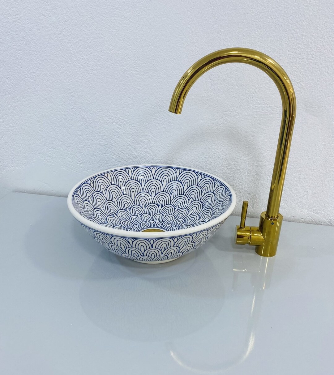 Blue Ceramic Sink,moroccan Mid Century Modern Bathroom Sink,ceramic ...
