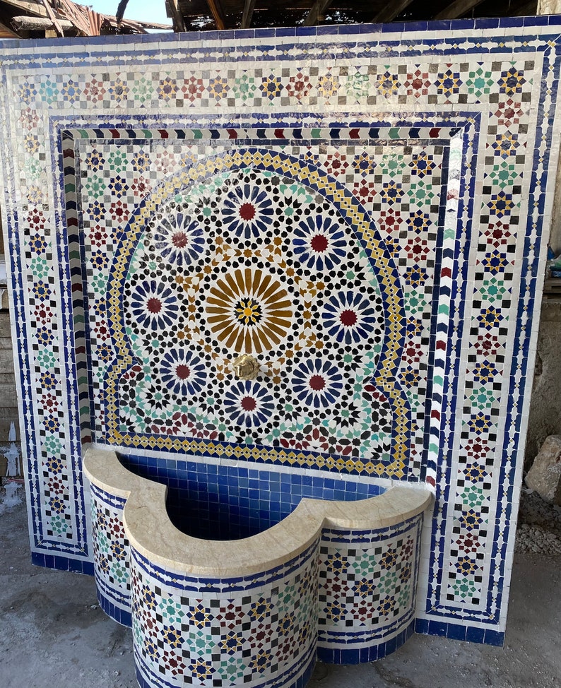 Moroccan Mosaic Fountain.mosaic Tile Fountain , Indoor Water Fountain, Interior Decor , Terrace ...