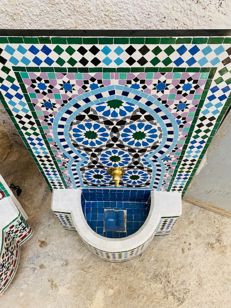 Moroccan Mosaic Fountain.mosaic Tile Fountain Indoor Water - Etsy