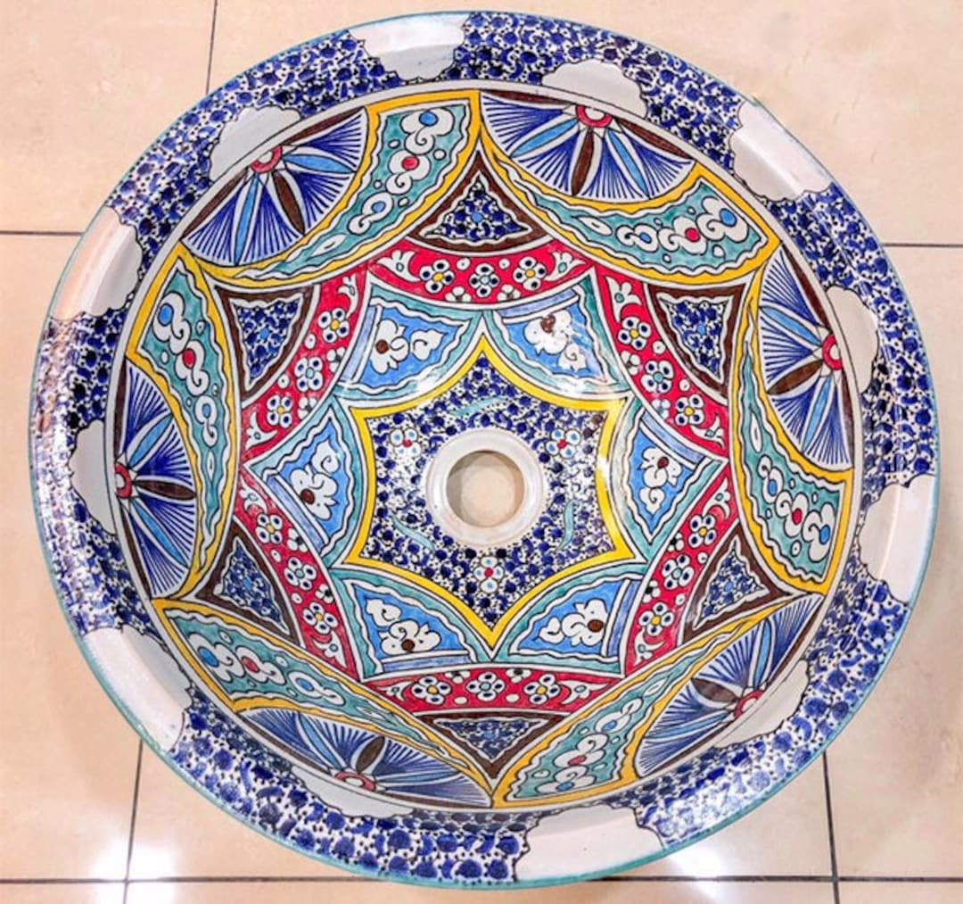 Moroccan Handmade Ceramic Basin. Moroccan Sink . Handmade. Hand-painted ...