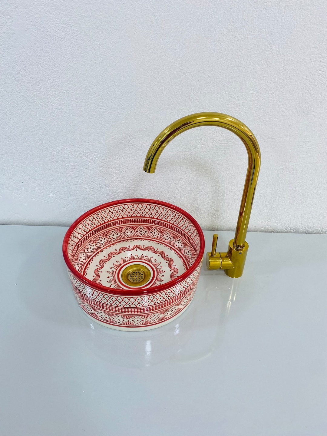 Red Ceramic Sink,moroccan Mid Century Modern Bathroom Sink,ceramic ...