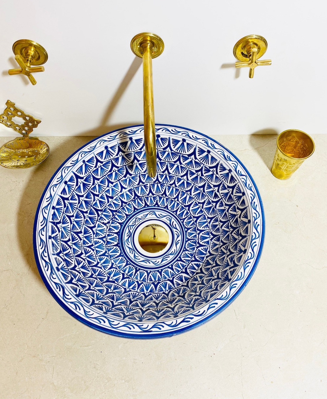 Blue Ceramic Sink .basin Sink, MOROCCAN Mid Century Modern Bathroom ...