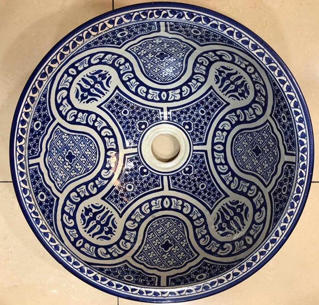 Washbasin. Moroccan Ceramic Basin Handmade and Painted Entirely by Hand ...