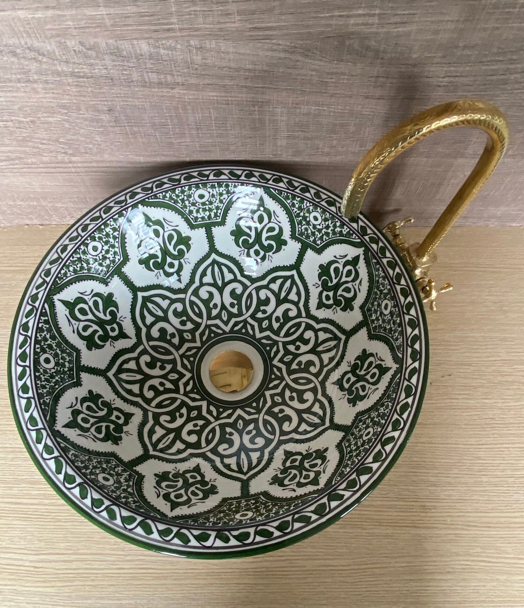 Emerald Handpainted Sink, Traditional Sink, Moroccan Bathrrom Sink ...