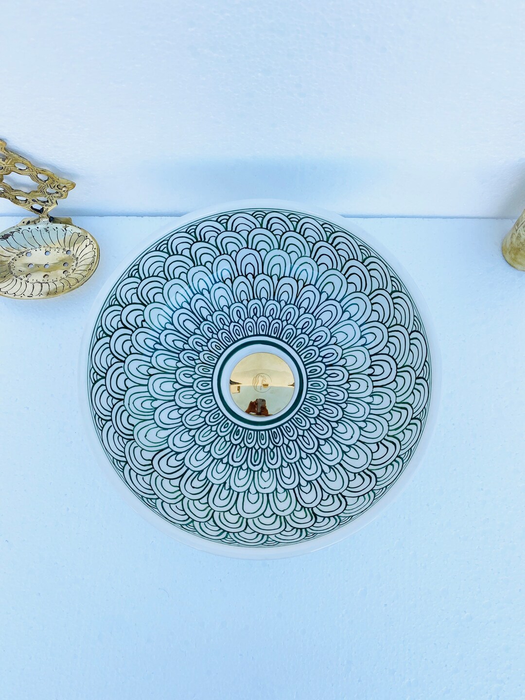 Emerald Ceramic Sink .basin Sink, MOROCCAN Mid Century Modern Bathroom ...