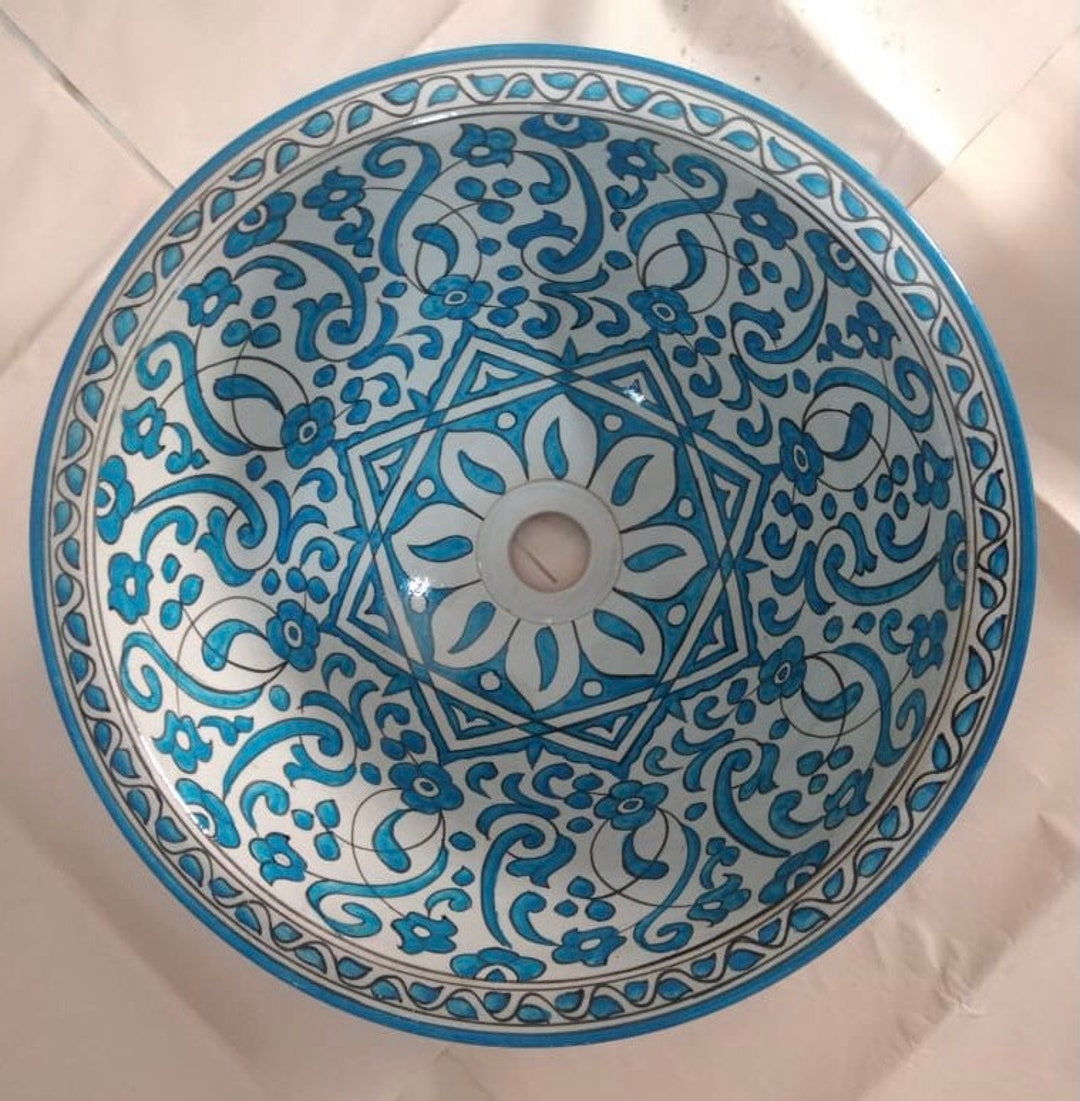 Handmade Ceramic Moroccan Basin. Hand-painted Moroccan Sink. Moroccan ...