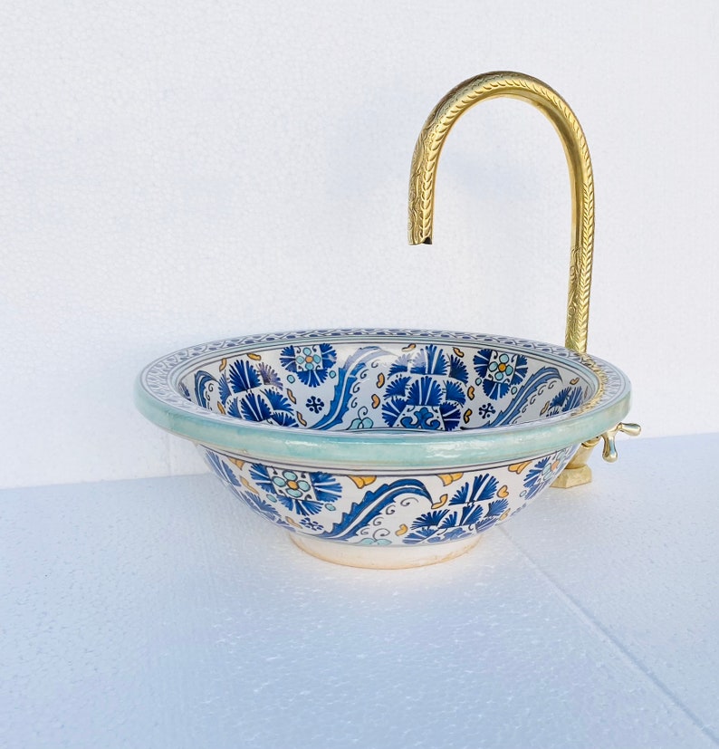 Blue Ceramic Sink,handmade Bathroom Vessel Sink,washbasin for Bathroom ...