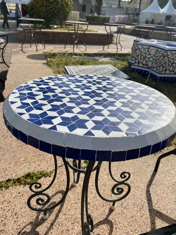 BLUE TILE TABLE Zellige Tile Table Moroccan Handcrafted Mid - Etsy