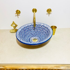 Blue Ceramic Sink .basin Sink, MOROCCAN Mid Century Modern Bathroom ...