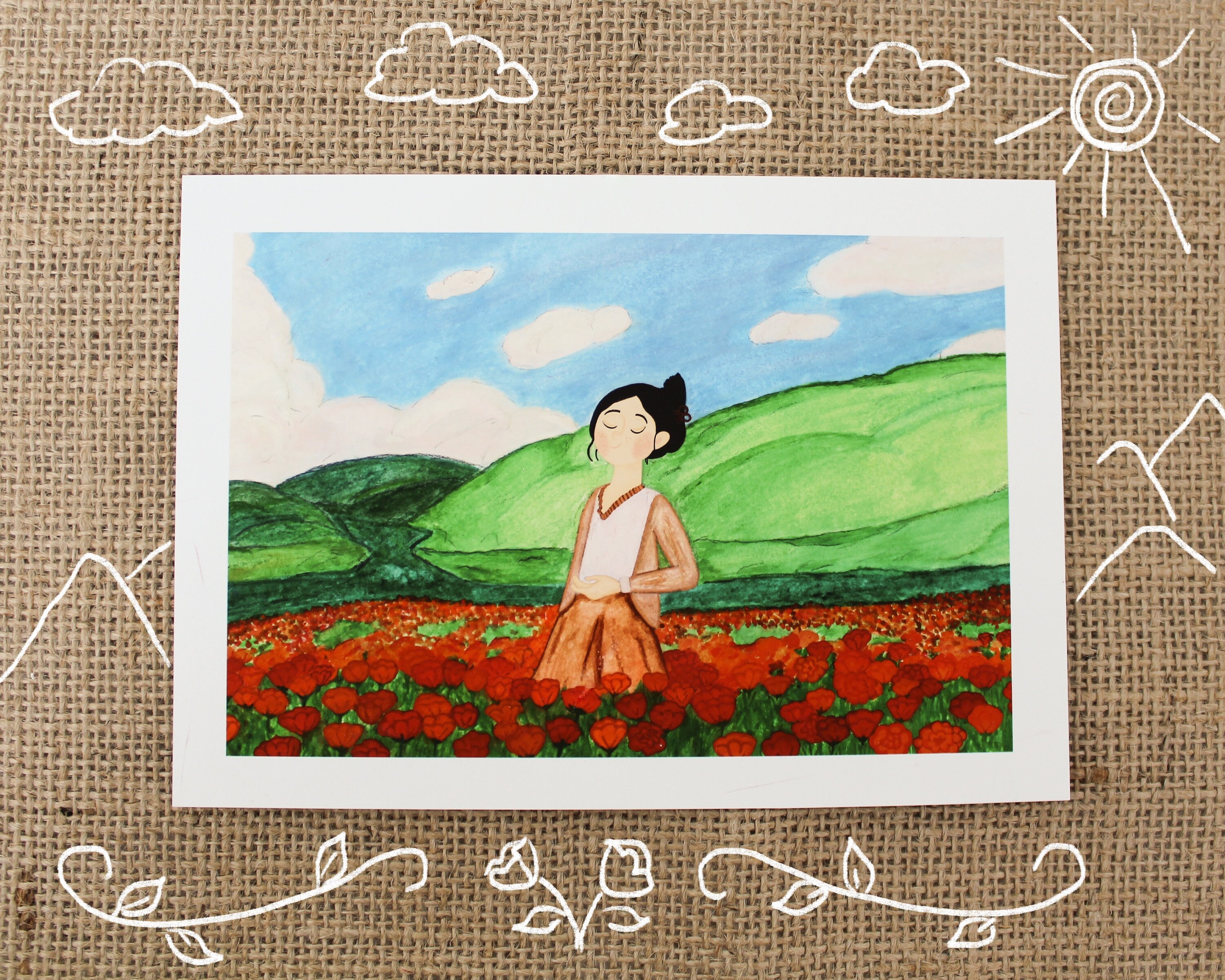 Cottagecore Field of Flowers Art Print // Floral Art Print // | Etsy