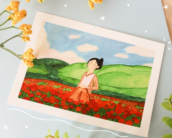 Cottagecore Field of Flowers Art Print // Floral Art Print // | Etsy