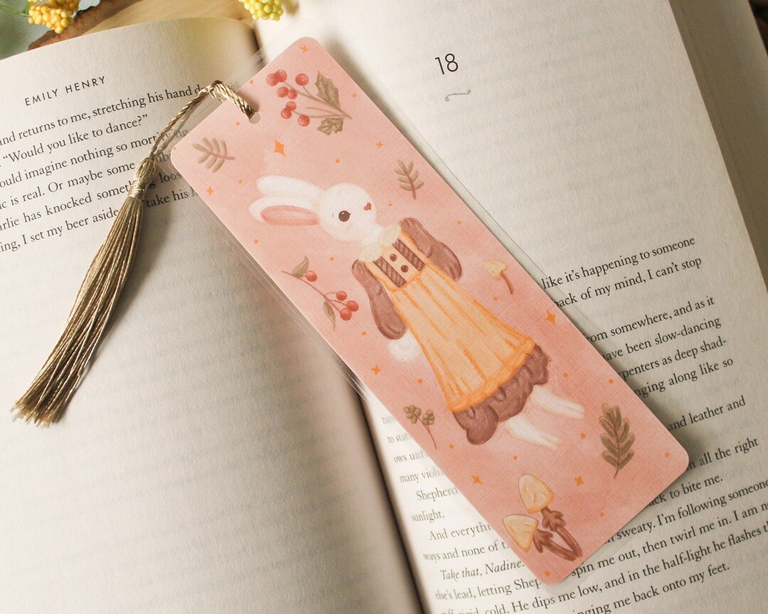 Bunny Bookmark | Watercolor Bookmark | Bookmark With Tassel | Laminated ...