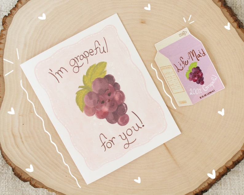 Grape Thank You Card | Gratitude Cards | Valentines Cards | Couples ...