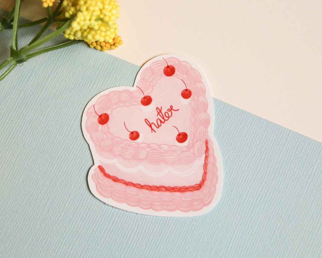 Heart Cake Sticker / Hater Sticker / Cake Sticker / Aesthetic Cake ...