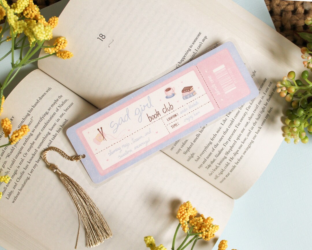 Sad Girl Book Club Bookmark | Bookmark With Tassel | Laminated Bookmark ...