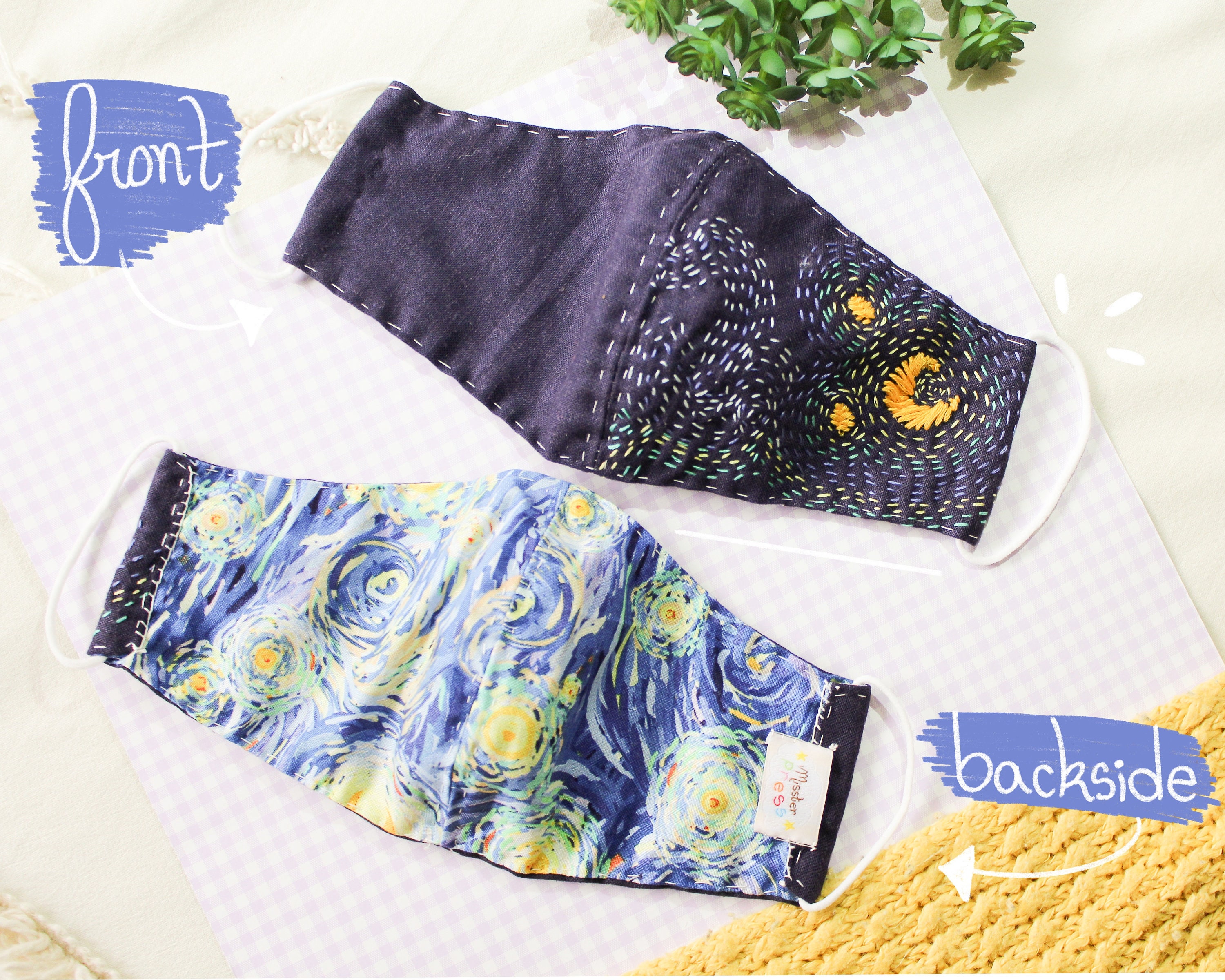 Hand Embroidered Starry Sky Linen Face Mask // 2 Layered: - Etsy