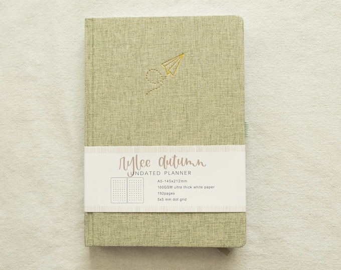 2024 Undated Pre-made Bujo Journal | Moss A5 160 Gsm Dot Grid Journal ...