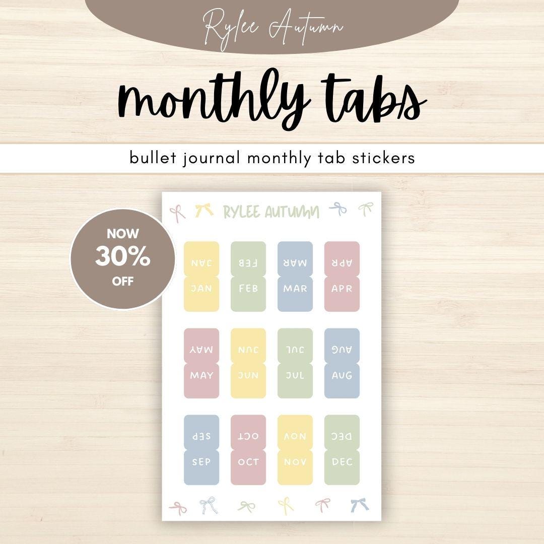 MONTHLY TAB STICKERS | Morandi Colors Month Tabs for Bullet-journal ...