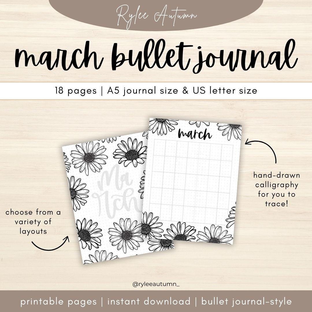 PRINTABLE PLANNER - MARCH Daisy Theme | 2025 Printable Bullett Journal ...