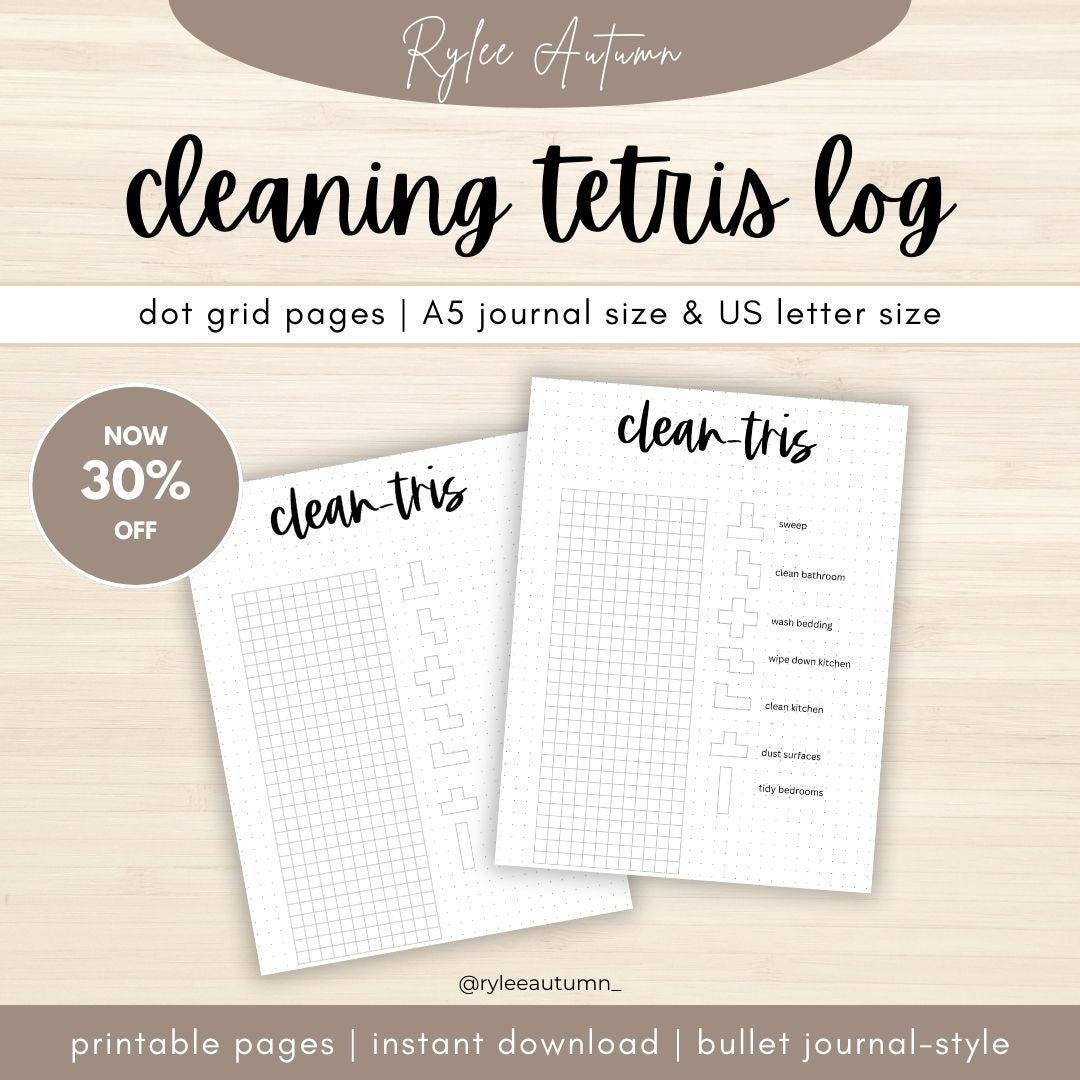 PRINTABLE TETRIS CLEANING Log | Bullet-journal Cleaning Tracker ...