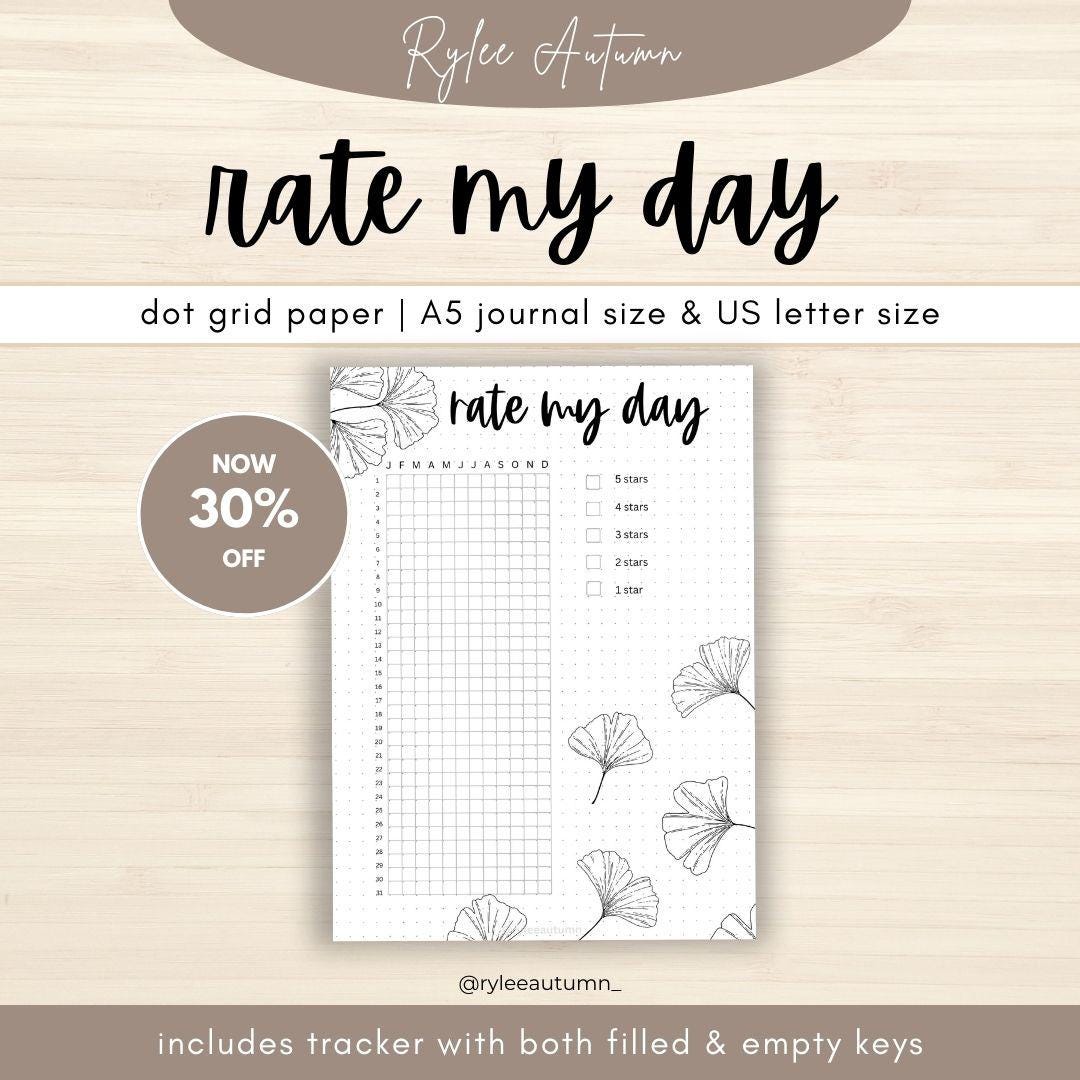 RATE MY DAY | Printable Year in Pixels Bullet-journal Planning Page ...