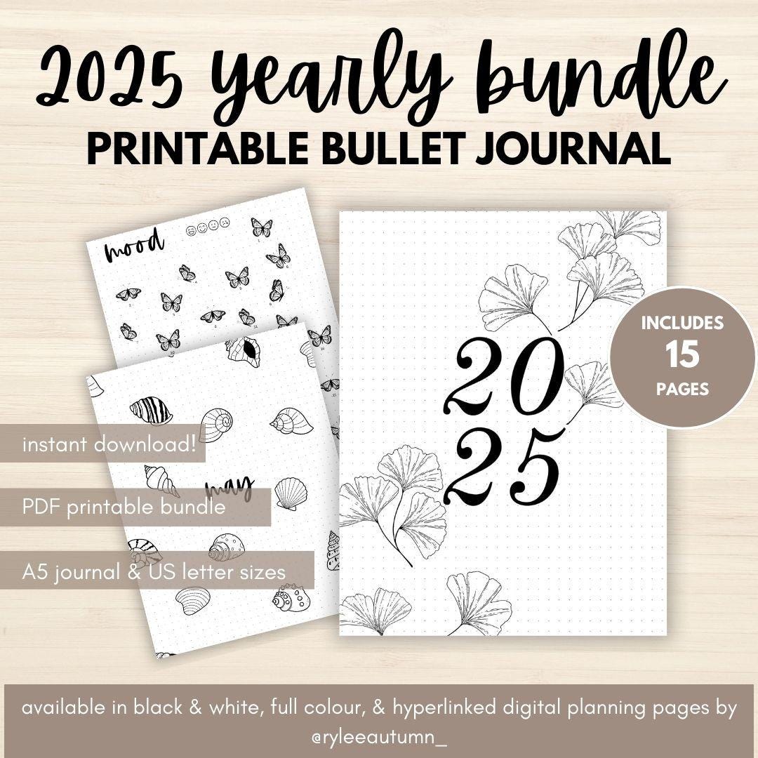 2025 BULLET-JOURNAL | Printable Yearly Bullett Journal Planning Pages ...