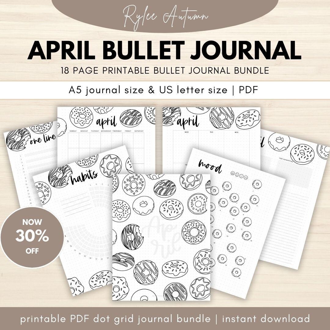 APRIL DONUT THEME Printable Bullet-journal Planner | Monthly Planner to ...
