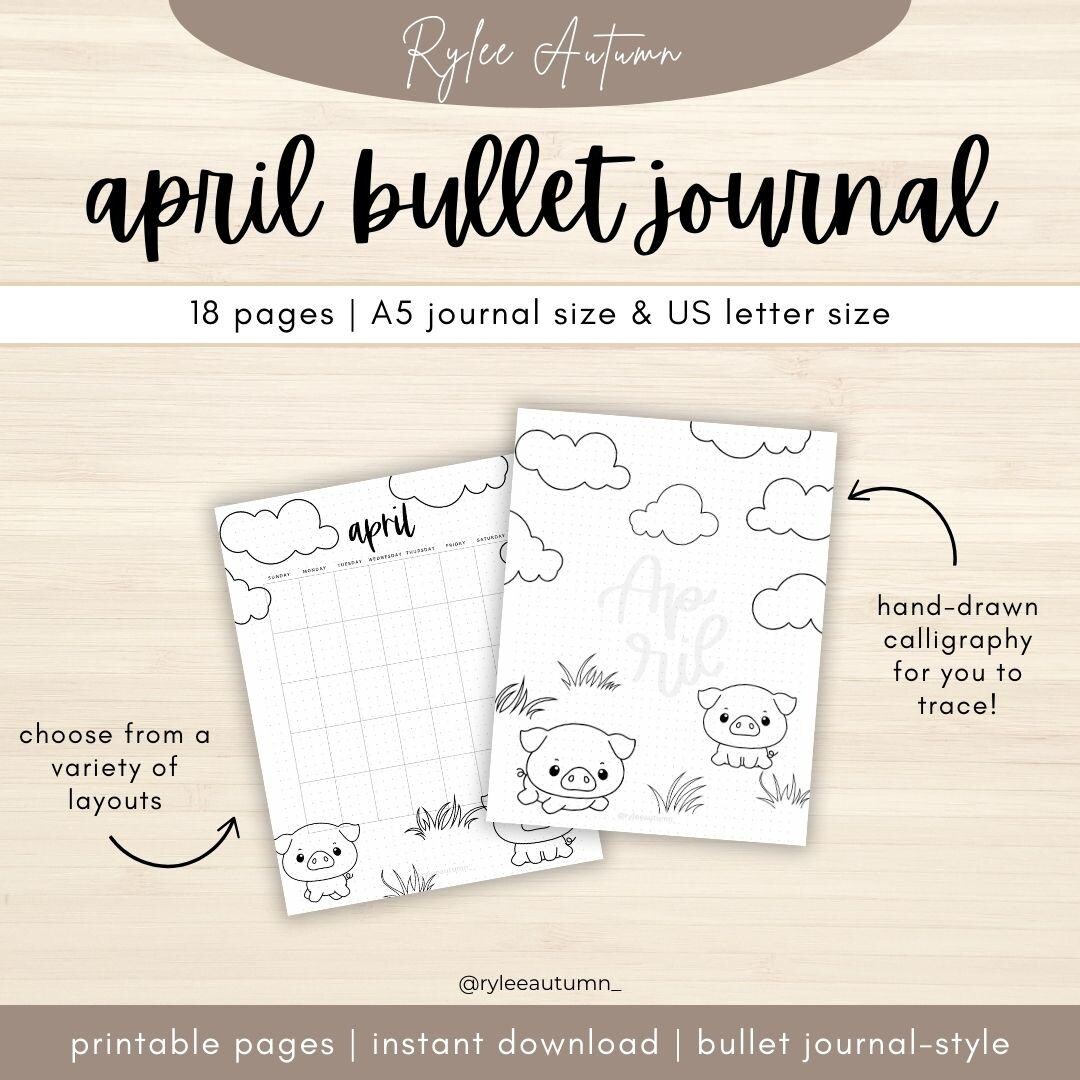 PRINTABLE APRIL PLANNER | Bullet-journal Themed Pages to Print, Custom ...
