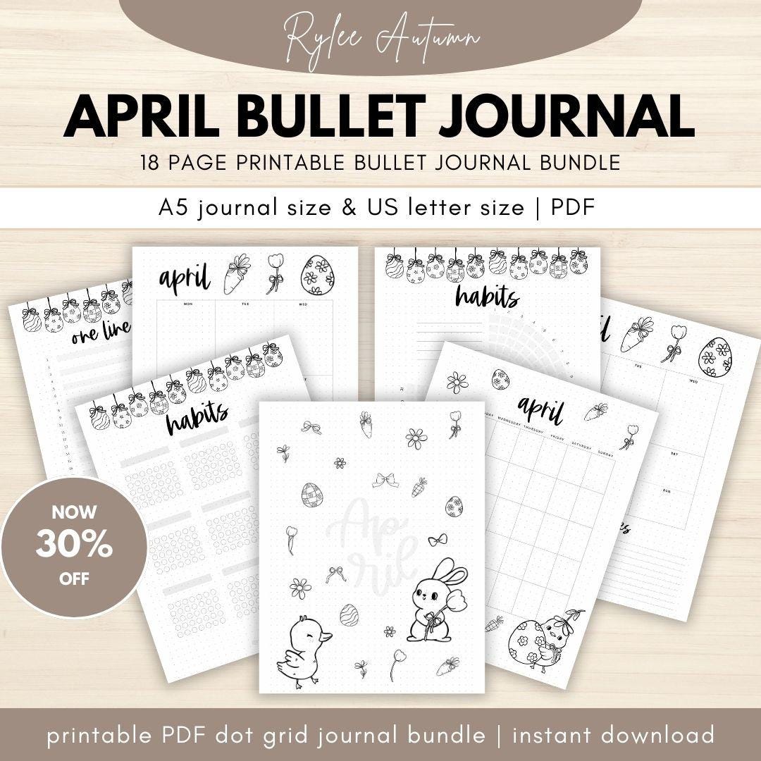 APRIL BULLET-JOURNAL Printable Bundle | Printable Planner Pages With ...