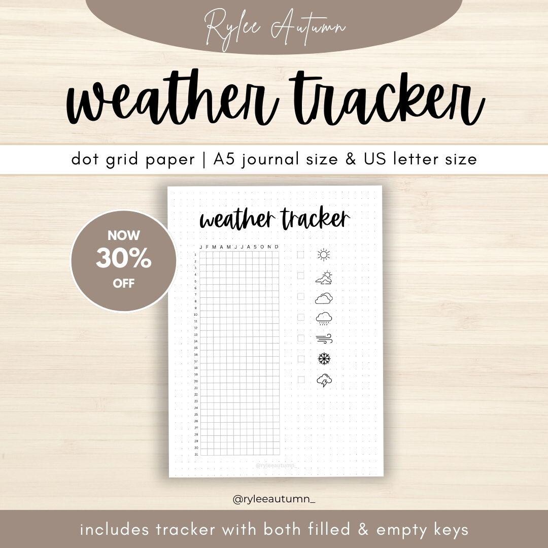 WEATHER TRACKER PRINTABLE | Printable Bullet-journal Planner Pages ...
