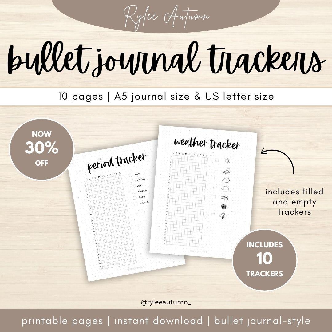 RATE MY DAY | Yearly Bullet-journal Trackers, Period Tracker, Reading ...