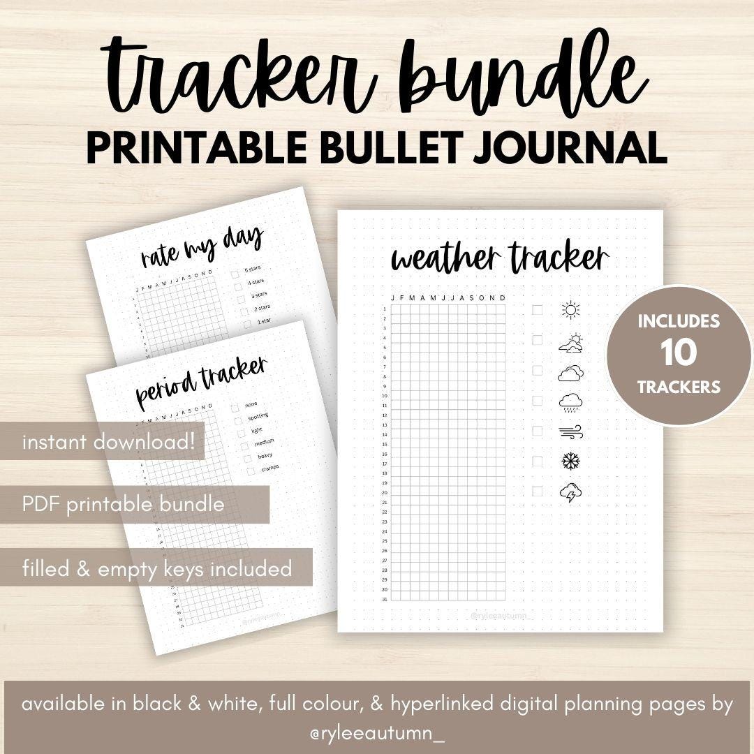 PRINTABLE PLANNER TRACKERS | Printable Bullet-journal Tracking Pages ...