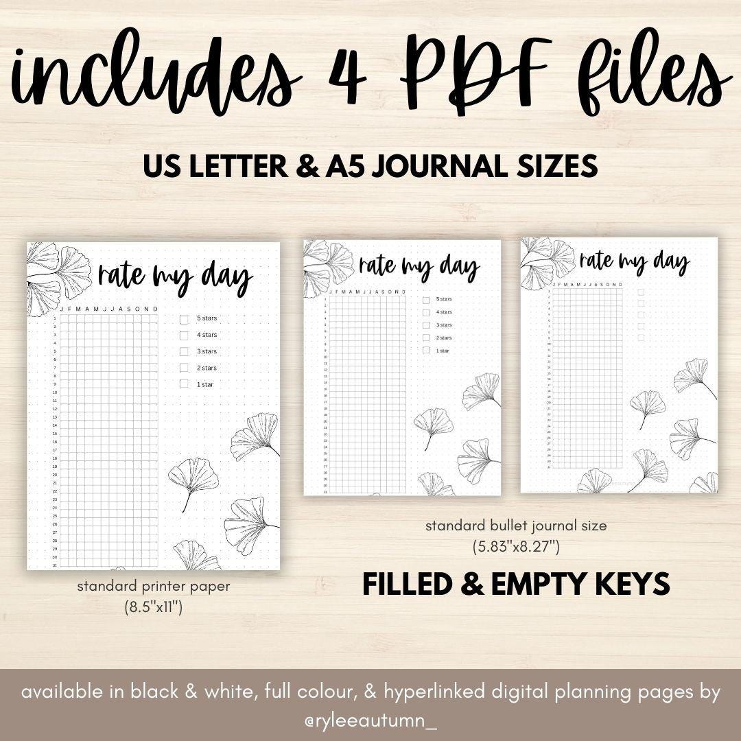 RATE MY DAY | Printable Year in Pixels Bullet-journal Planning Page ...
