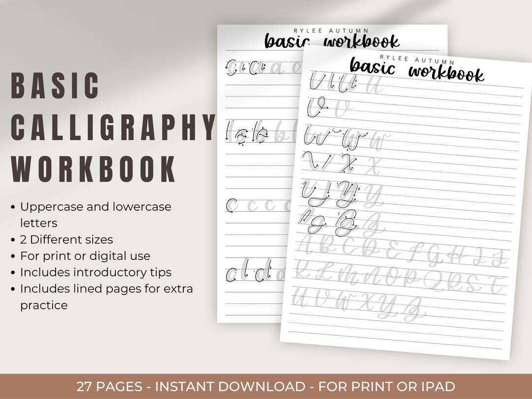 Basic Calligraphy Workbook | Comprehensive Calligraphy Practice Sheets ...