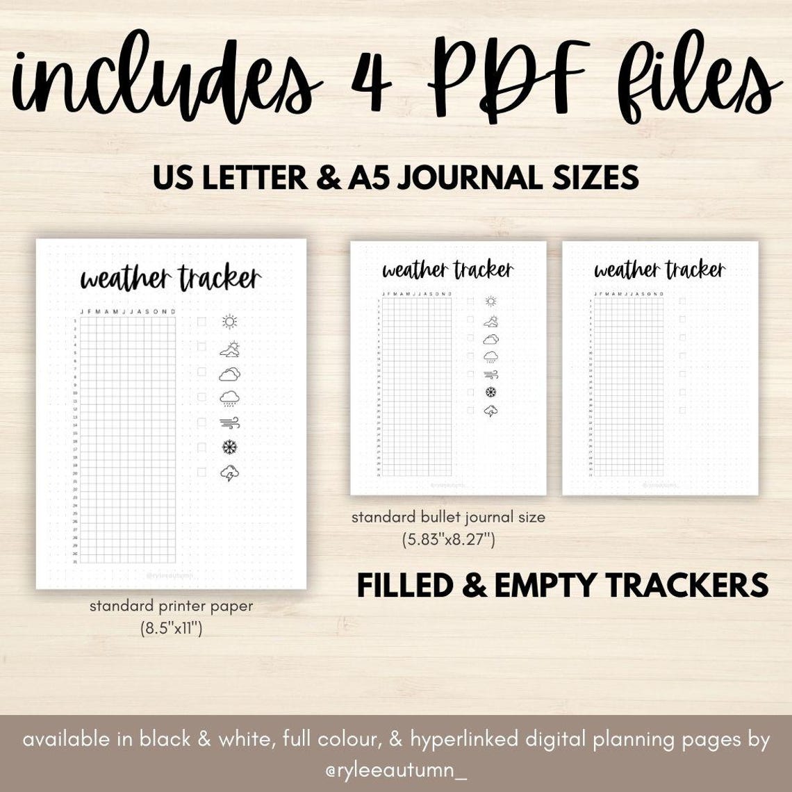 PRINTABLE PLANNER TRACKERS | Printable Bullet-journal Tracking Pages ...