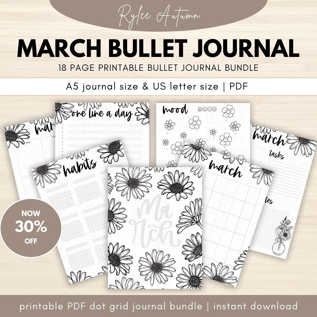MARCH PRINTABLE PLANNER | Daisy Theme March Printable Journal Pages ...