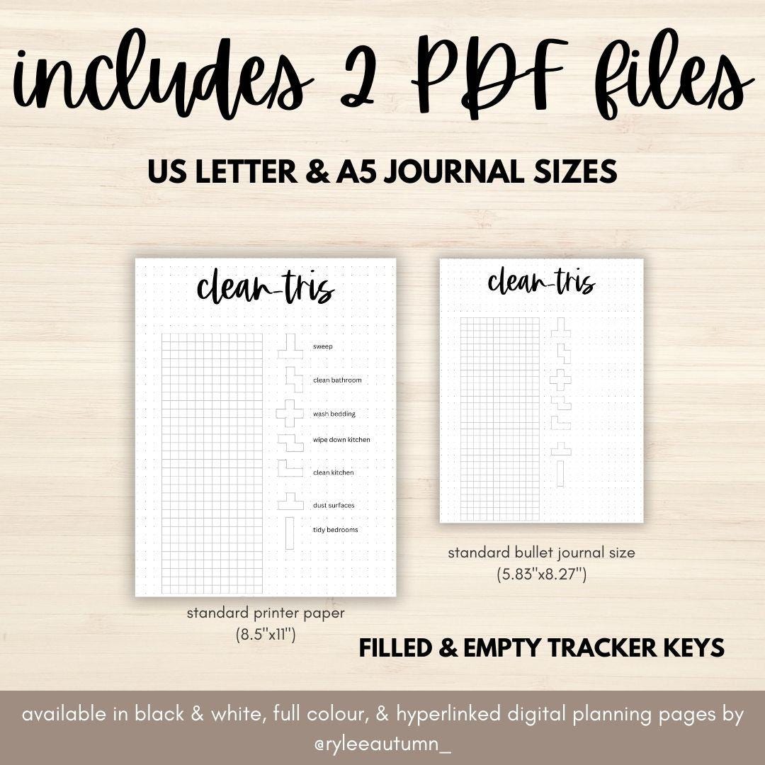 PRINTABLE TETRIS CLEANING Log | Bullet-journal Cleaning Tracker ...