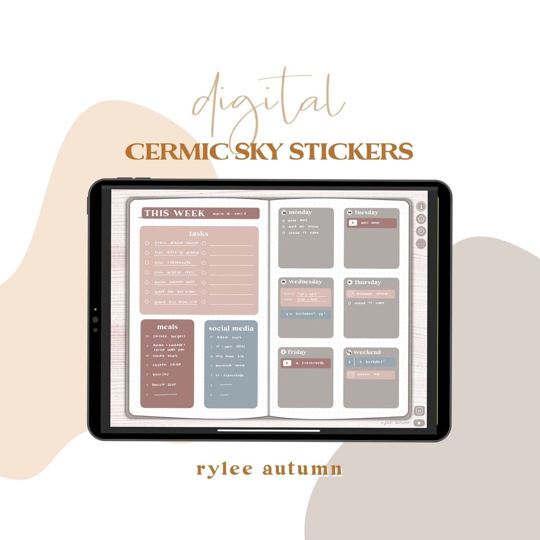 Digital Journal Stickers | Ceramic Sky Digital Sticker Sheet | Digital ...