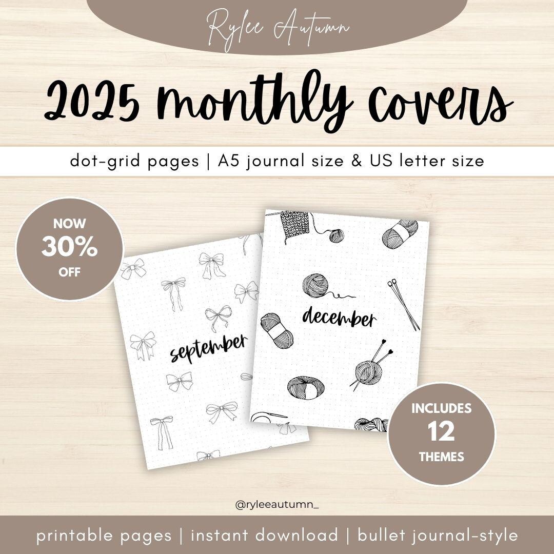 2025 BULLET-JOURNAL BUNDLE | Printable Journal Pages, Dot Grid Journal ...
