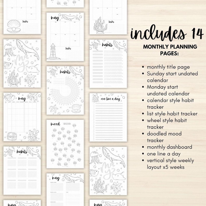 2025 PRINTABLE BULLETT JOURNAL | Printable Bujo Planner Pages, May ...