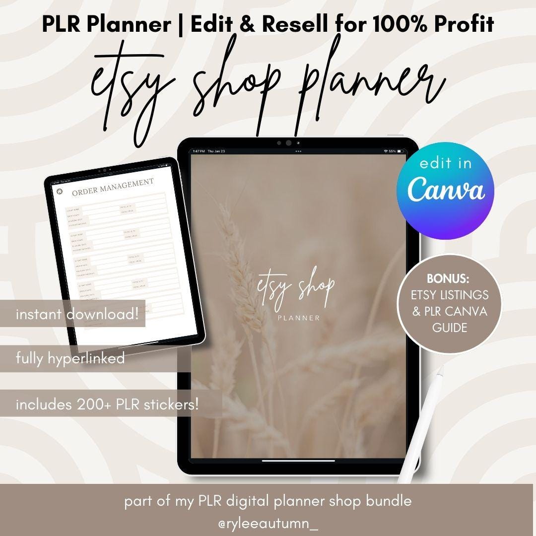 PLR Etsy Shop Digital Planner | Small Business Planner Template Canva ...