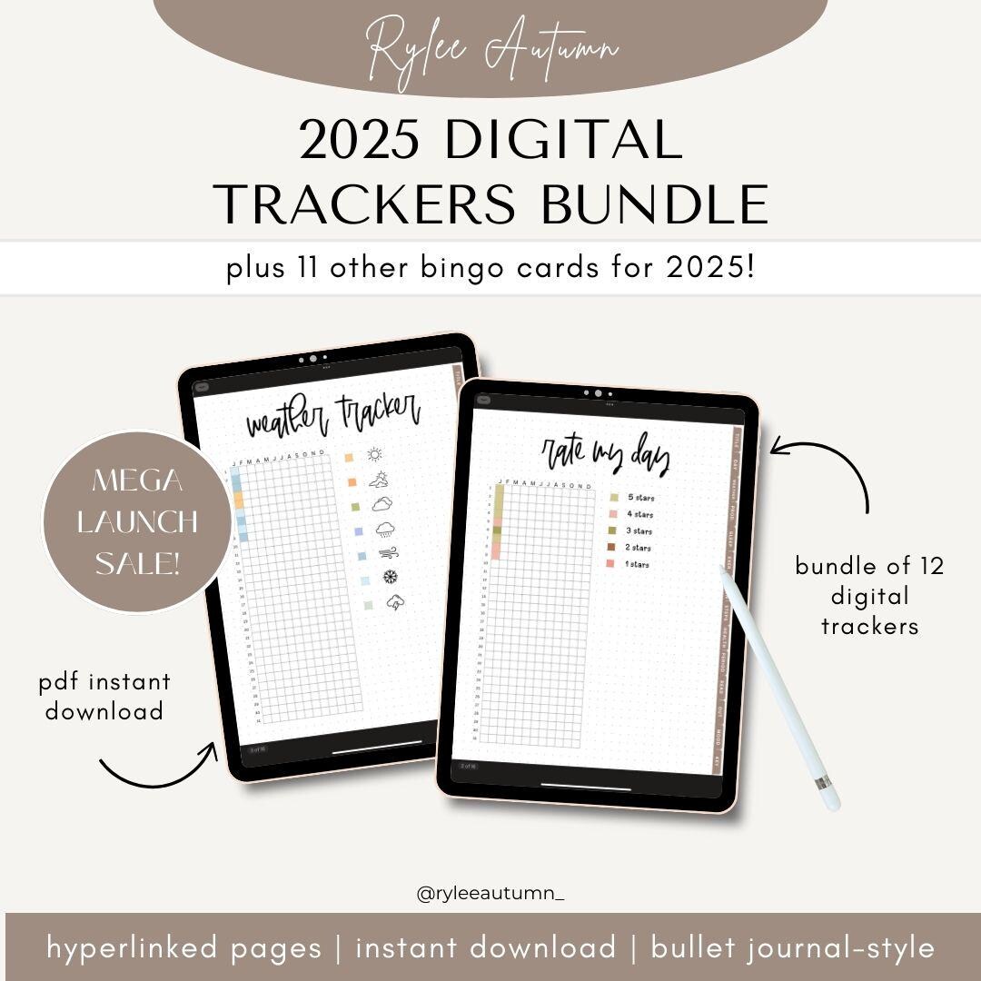 Digital Bullet-journal Tracker Bundle | Rate My Day Template, Year in ...