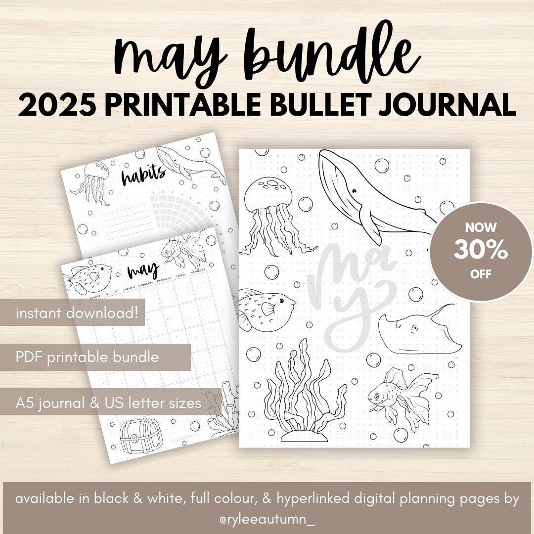 2025 PRINTABLE BULLETT JOURNAL | Printable Bujo Planner Pages, May ...