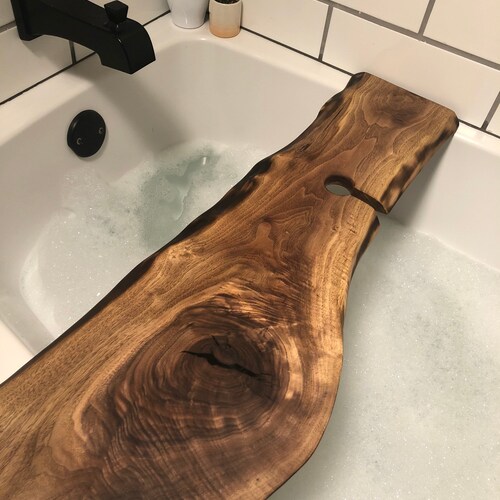 Live Edge Bath Caddy Walnut - Etsy