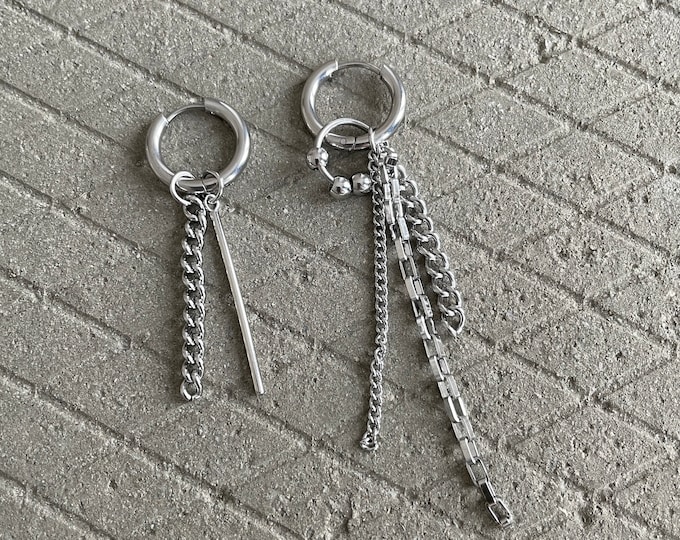 BTS Jimin Dangle Hoop Earrings-kpop Mismatched Earrings-mens | Etsy